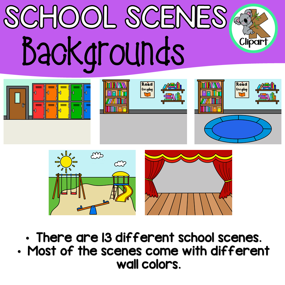 School Background Scenes by K Clipart | Made By Teachers