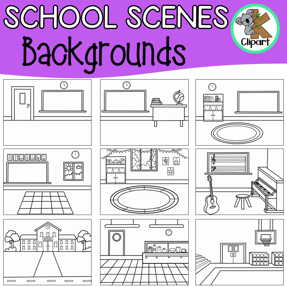 School Background Scenes by K Clipart | Made By Teachers