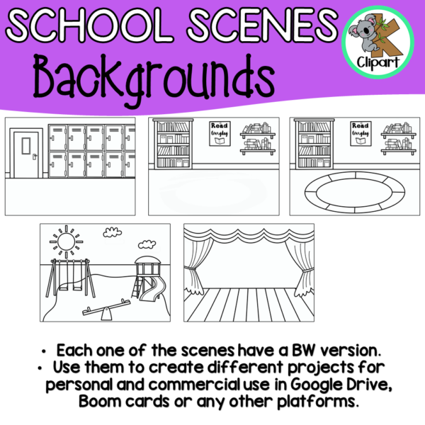School Background Scenes by K Clipart | Made By Teachers