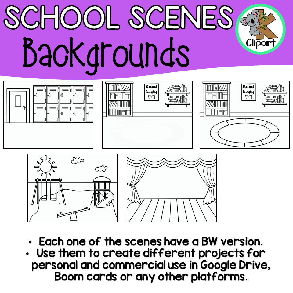 School Background Scenes by K Clipart | Made By Teachers