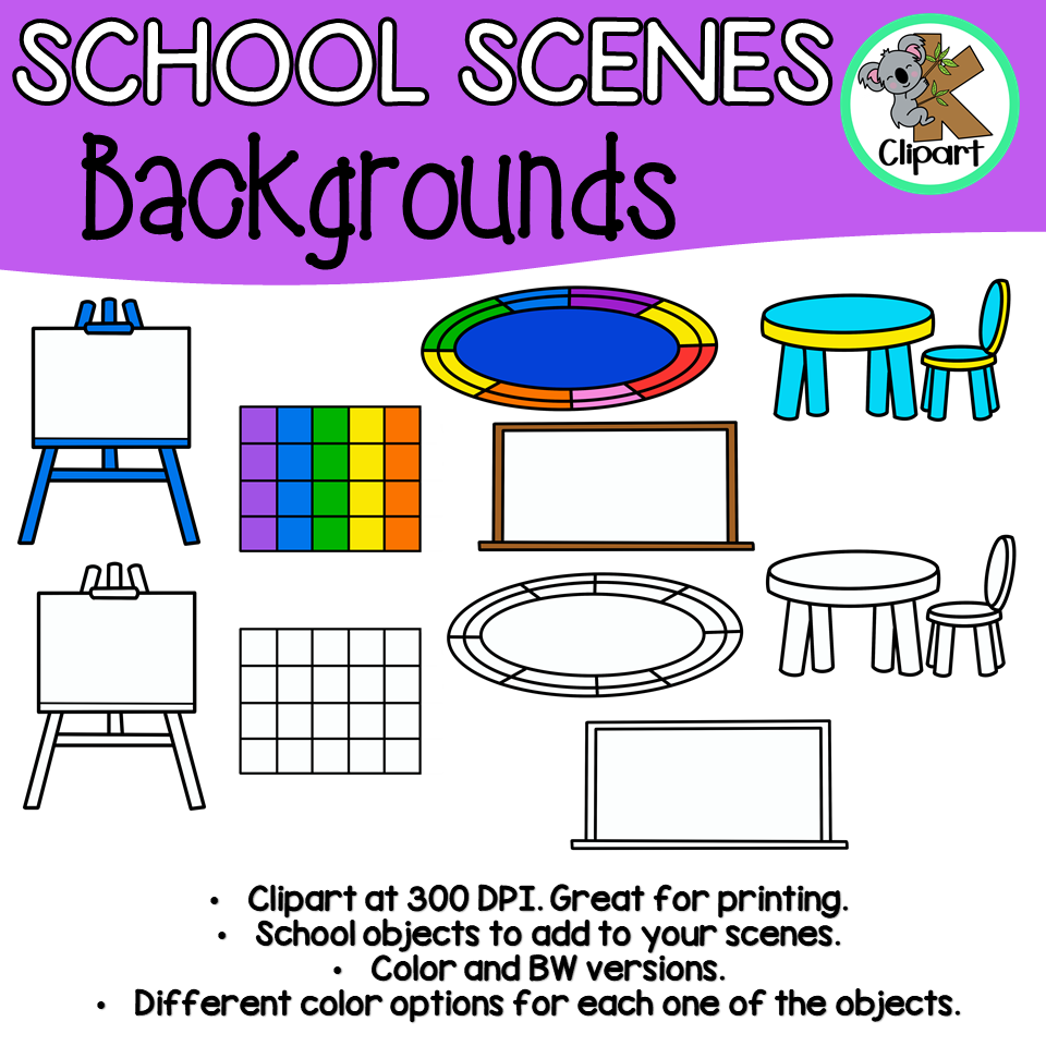 School Background Scenes by K Clipart | Made By Teachers