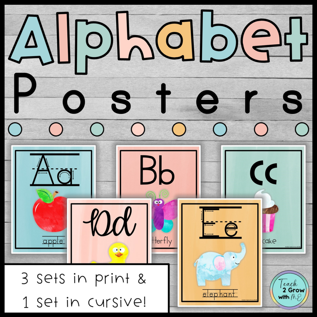 Alphabet Posters Boho Rainbow Classroom Decor | Made By Teachers