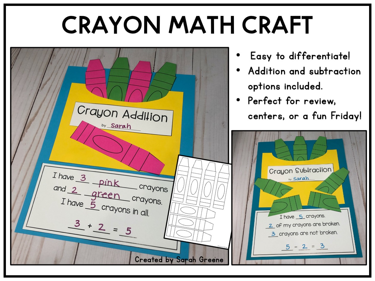 Crayon Addition or Subtraction Math Craft | Made By Teachers