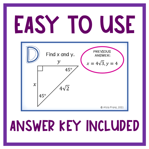 Special Right Triangles Activity Printable Scavenger Hunt - Made By ...