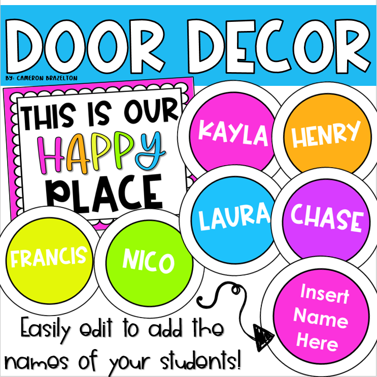 Back to School Door Display Bulletin Board Decoration Neon Brights ...