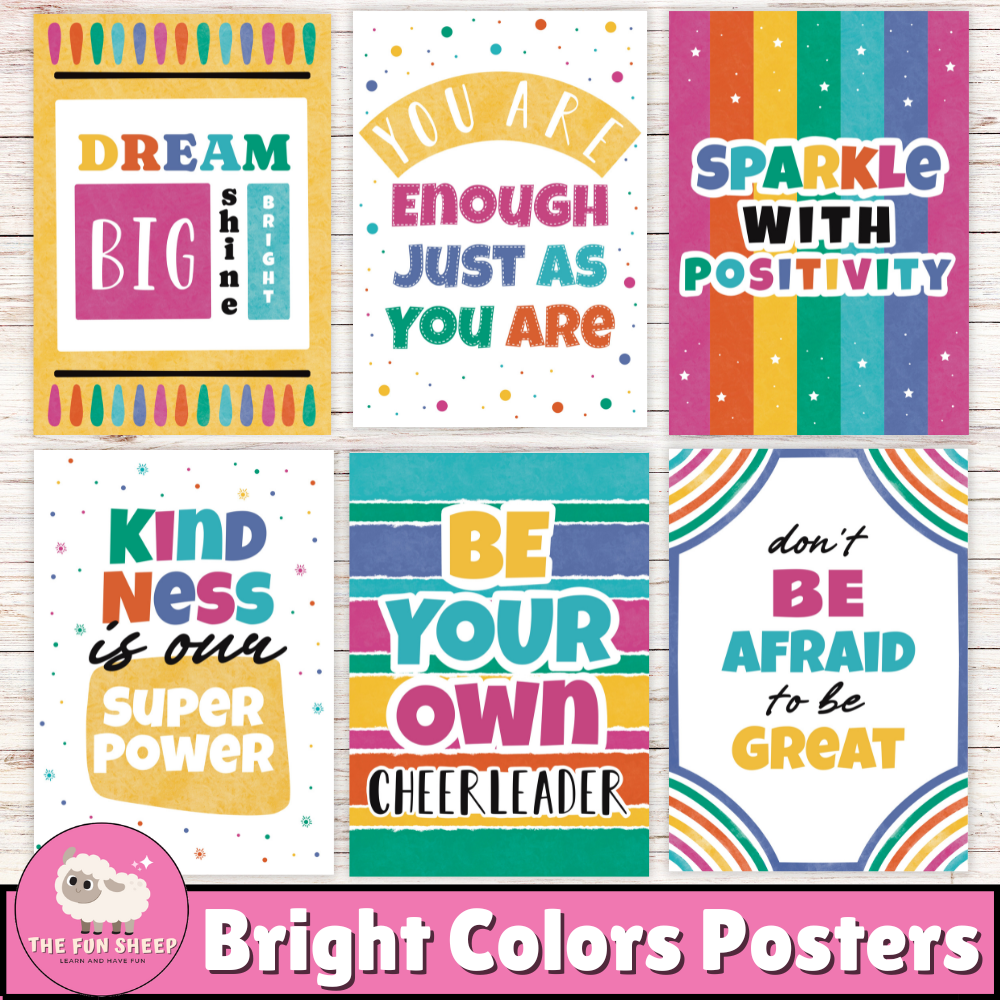 Bright Colors Classroom Décor | Colorful Motivational Posters ...