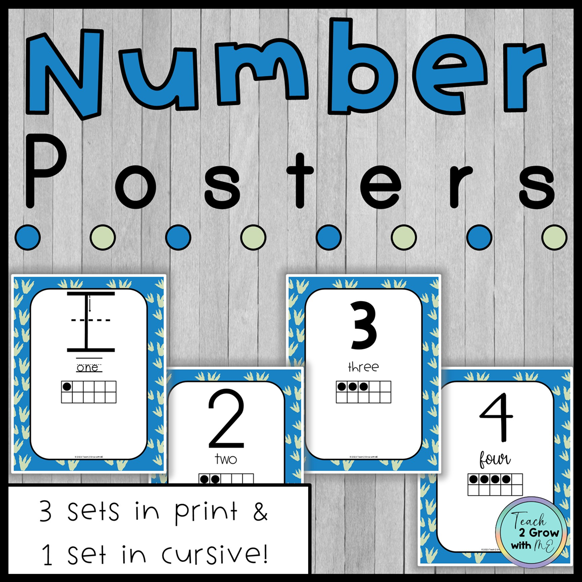 Number Posters 0-30 with Ten Frames Dinosaur Theme Classroom Decor Set ...