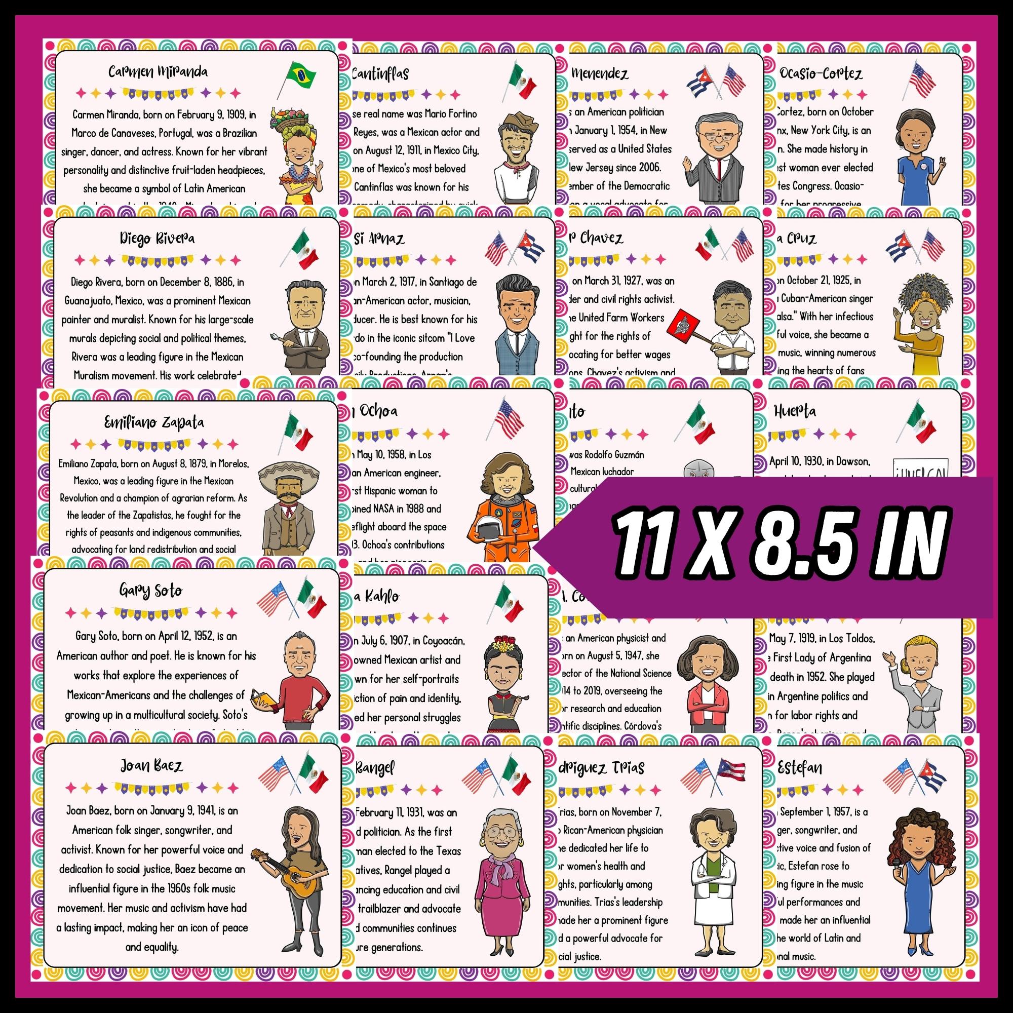 Hispanic and Latino Leaders Biography Posters - Hispanic Heritage Month ...