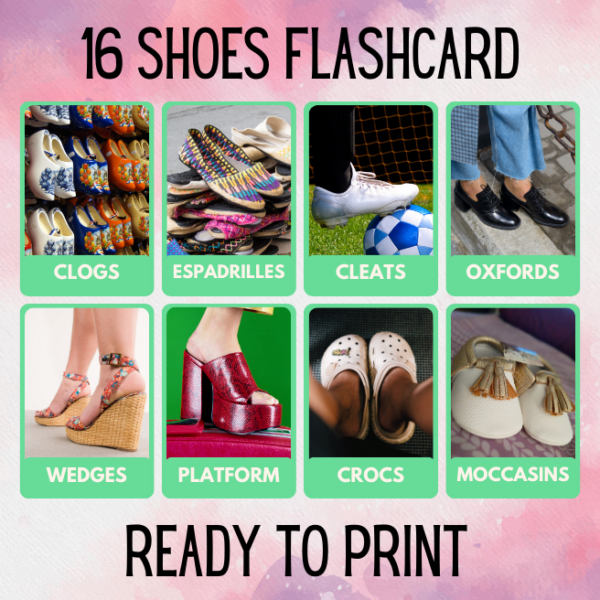16 Shoes Educational Printables Flashcards Educational Activities ...