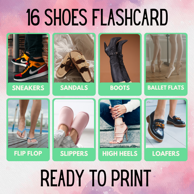 16 Shoes Educational Printables Flashcards Educational Activities ...