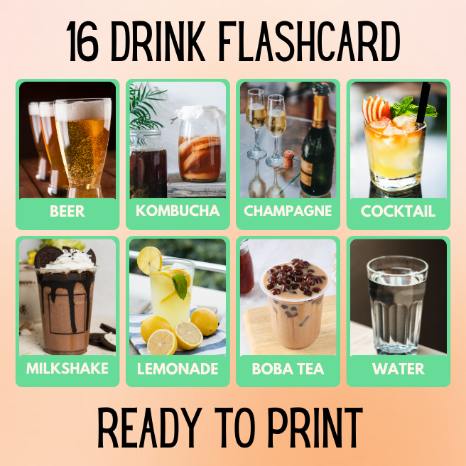 16 Drink Educational Printables Flashcards Educational Activities ...