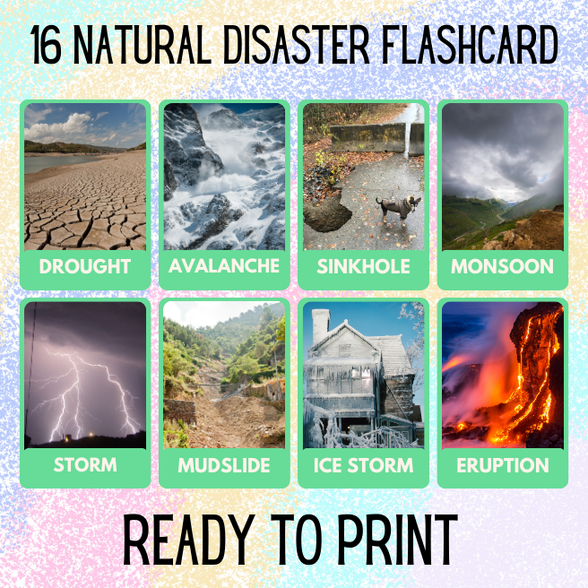 16 Natural Disaster Educational Printables Flashcards Activities ...