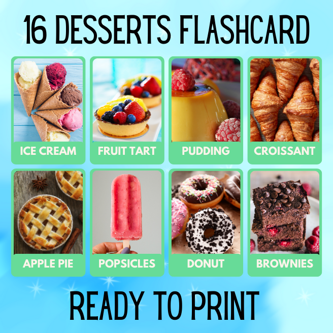 16 Dessert Educational Printables Flashcards Educational Activities ...