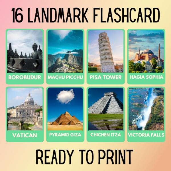 16 Landmark Educational Printables Flashcards Educational Activities ...