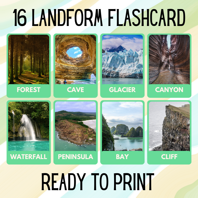 16 Landform Educational Printables Flashcards Educational Activities ...