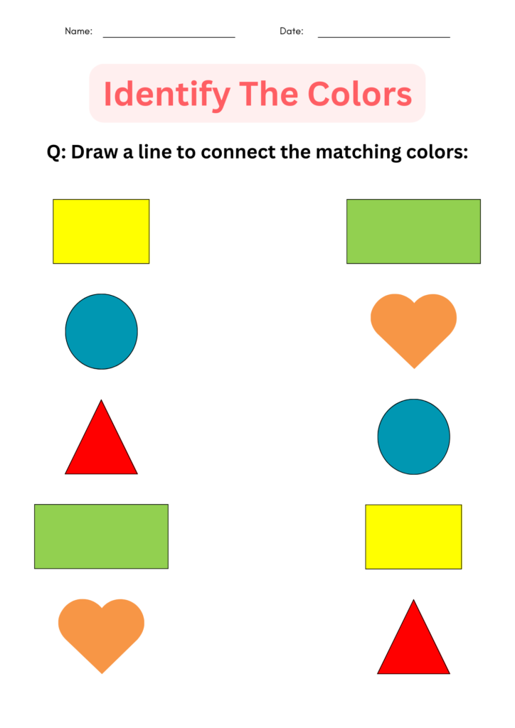 printable color identification - matching colors worksheets for ...