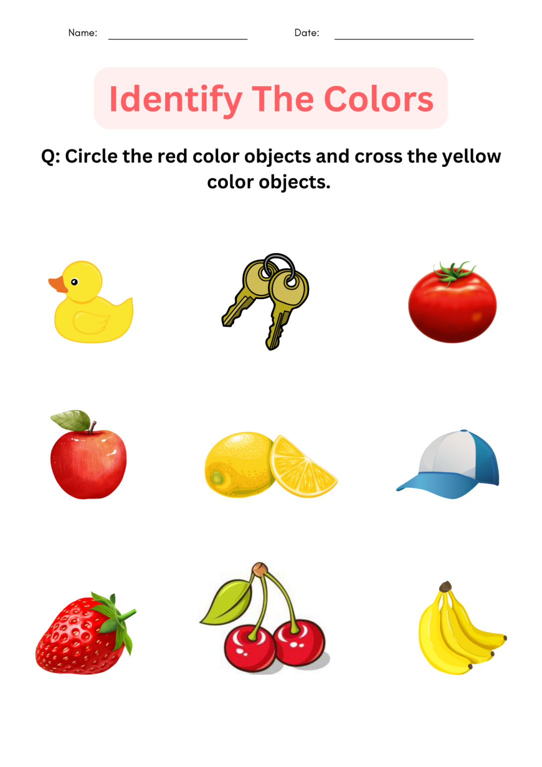 printable color identification - matching colors worksheets for ...