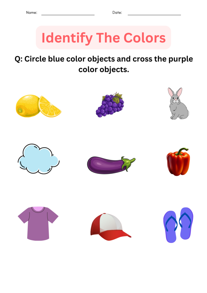 printable color identification - matching colors worksheets for ...