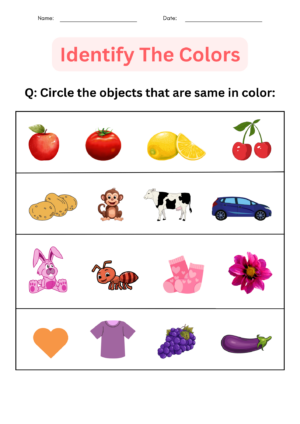 printable color identification - matching colors worksheets for ...