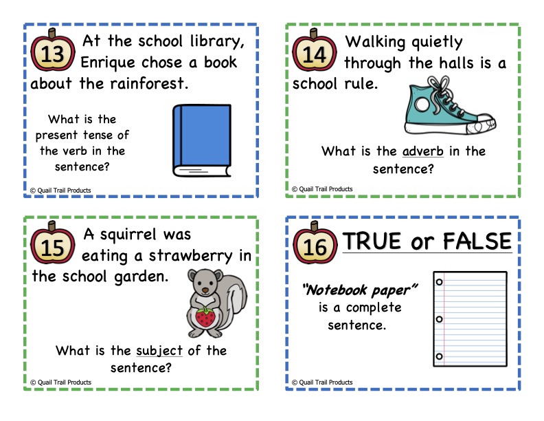 ELA at School Task Cards | Back to School | Made By Teachers