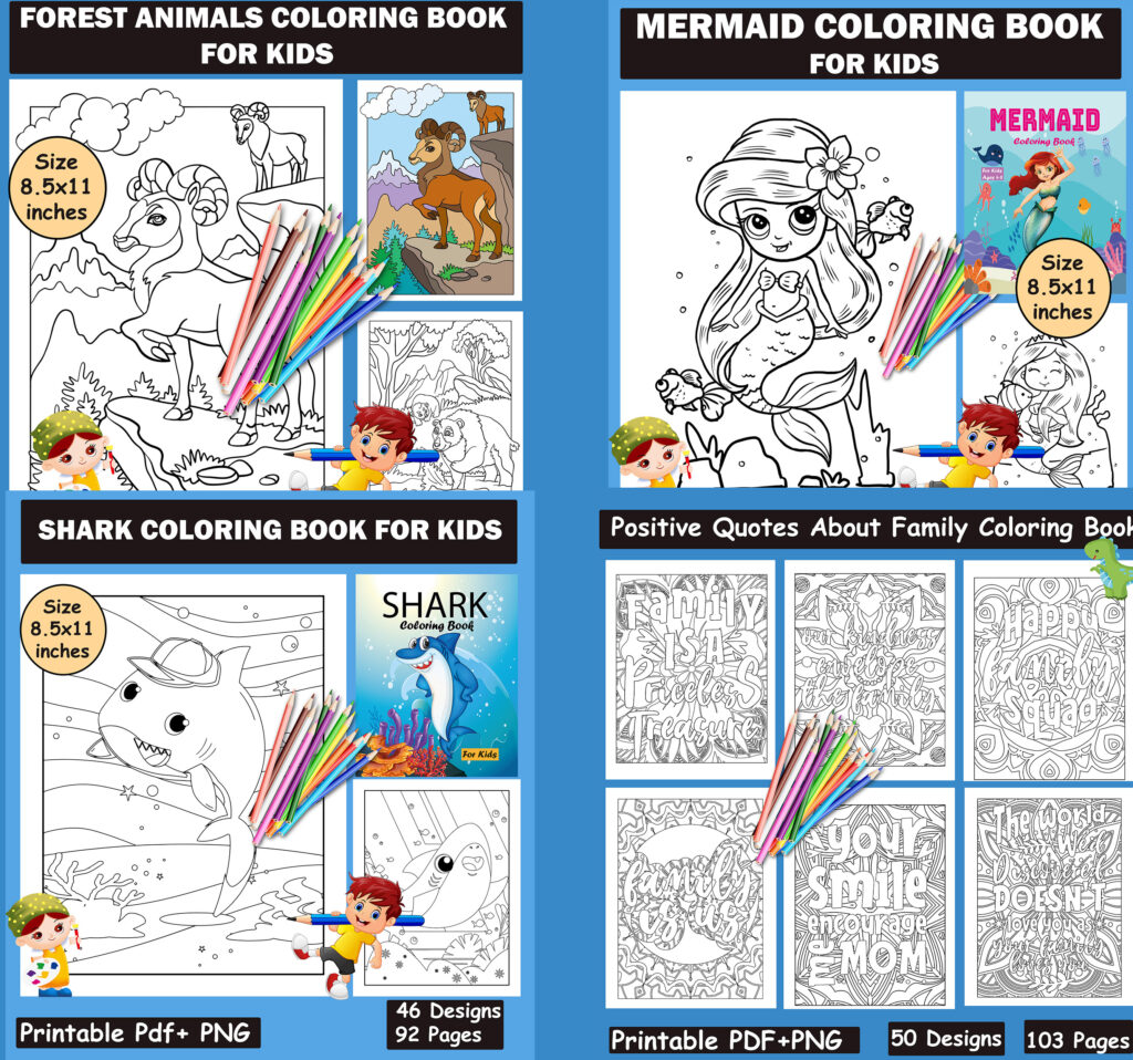 16 Different Coloring Books Bundle - Cute Fun Coloring Pages For Kids ...