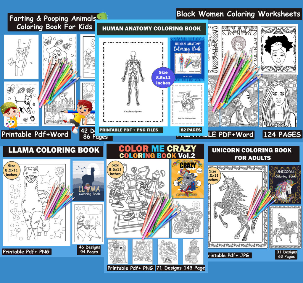 16 Different Coloring Books Bundle - Cute Fun Coloring Pages For Kids ...