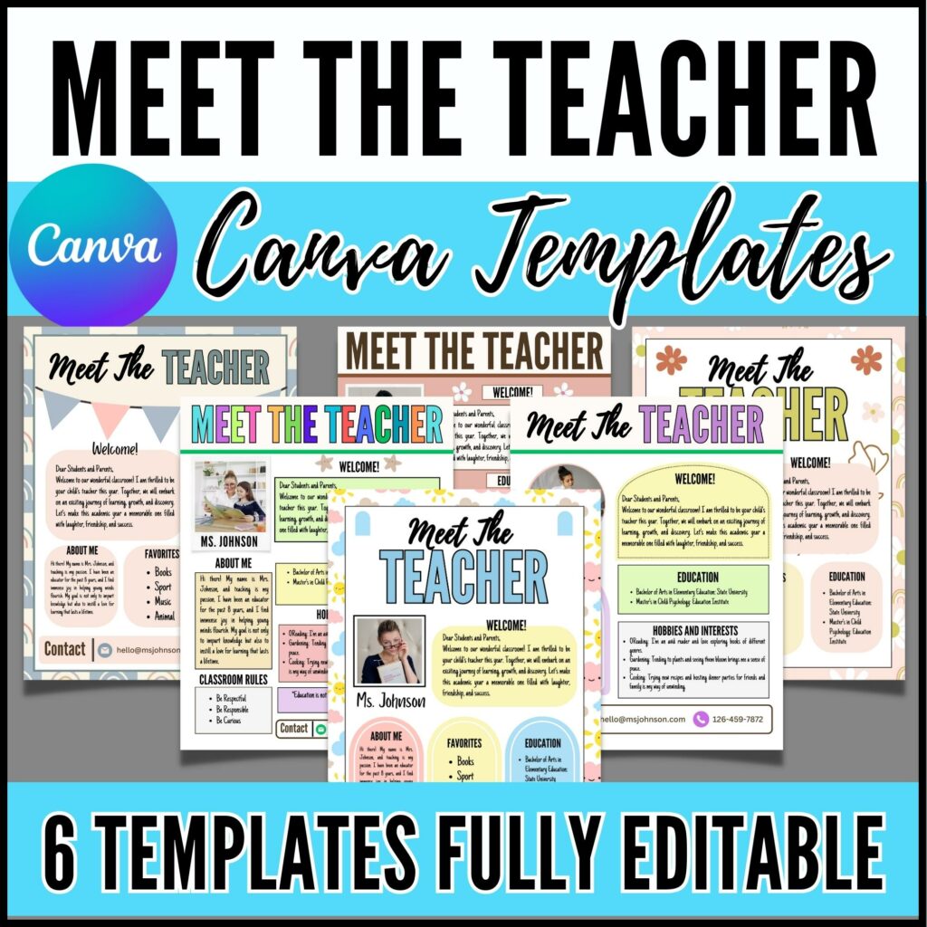 Meet The Teacher Template Editable Boho Chic | 6 Templates EDITABLE ...