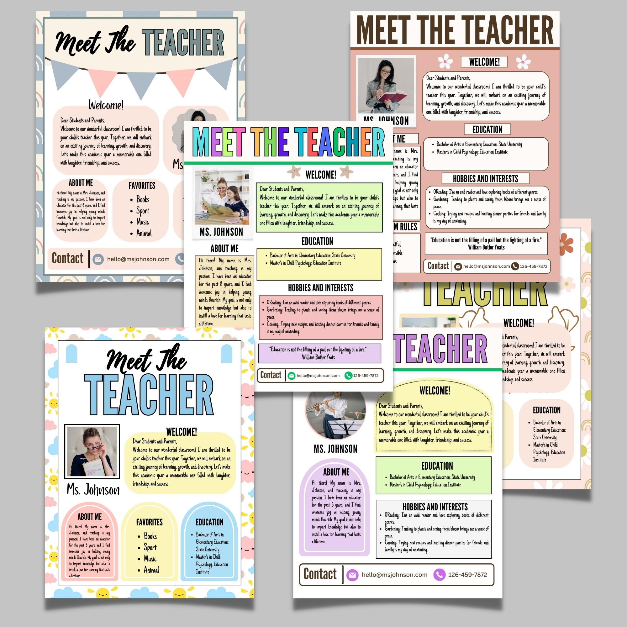 Meet The Teacher Template Editable Boho Chic | 6 Templates EDITABLE ...