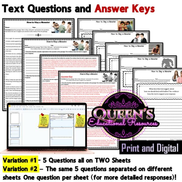 Bullying Reading Passage and Activities | Bullying | Anti bullying ...