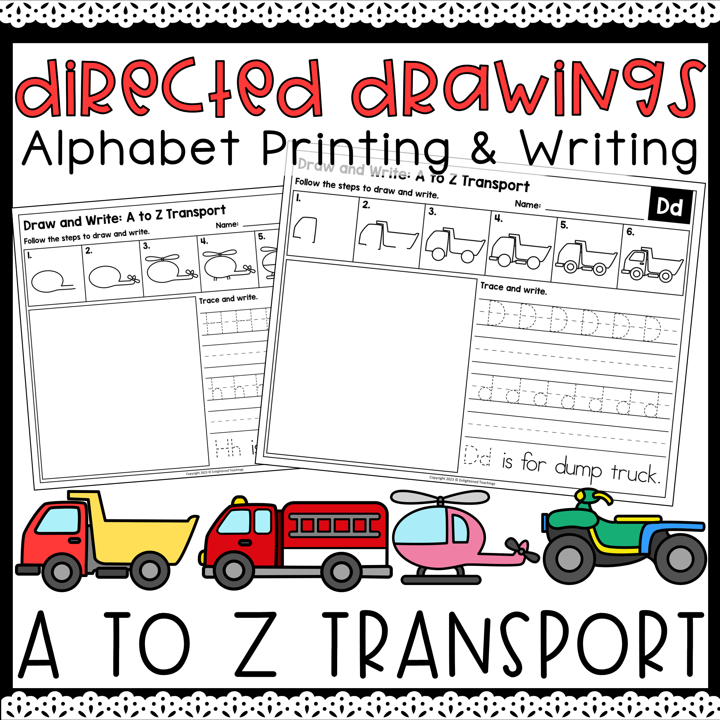 Alphabet Directed Drawing and Writing - A to Z Transport Alphabet ...