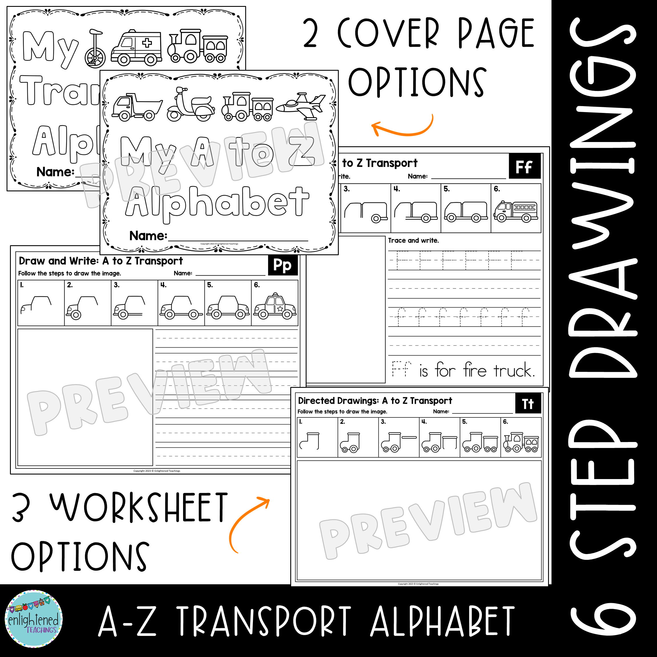 Alphabet Directed Drawing and Writing - A to Z Transport Alphabet ...