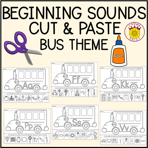Beginning Sounds Cut and Paste Worksheets Back to School | Made By Teachers