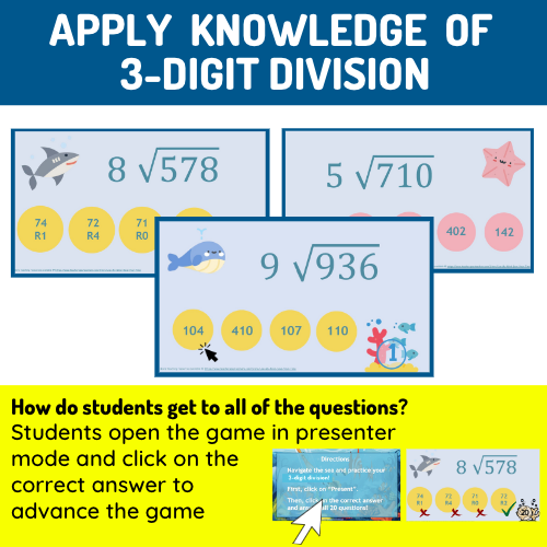 4th Grade Division Game with 3 Digit Dividends | Video Game | Made By ...
