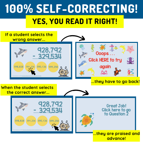 Math Fun Worksheets and Video Game for Subtraction Distance Learning ...