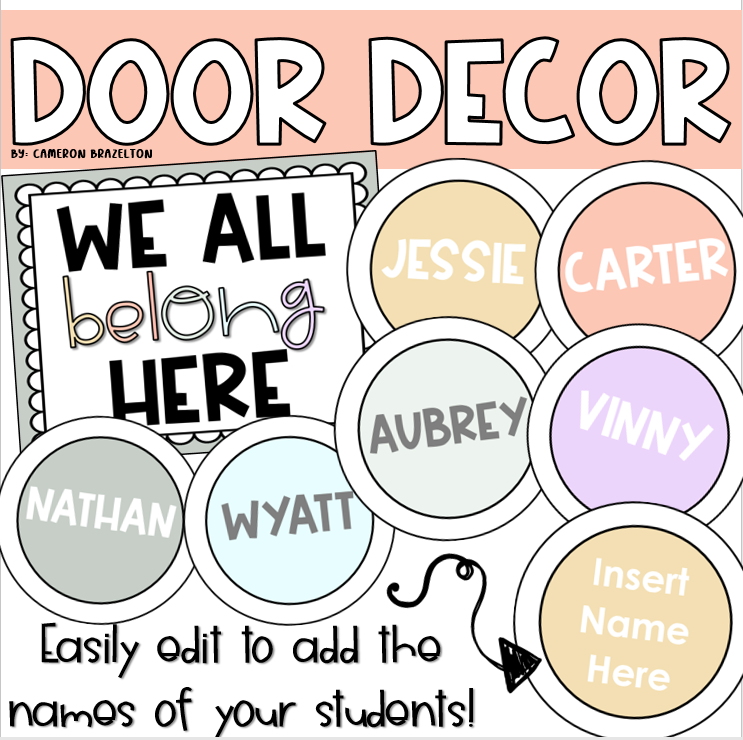 Back to School Door Display Bulletin Board Decoration Calming Pastels ...