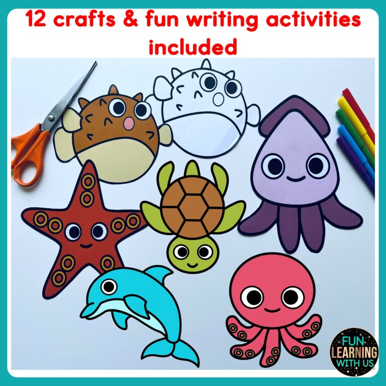 Ocean Animals Cut & Paste Fine Motor Skill Crafts for Preschool ...