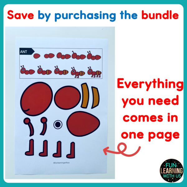 Insects & Bugs Cut & Paste Fine Motor Skill Crafts for Preschool ...