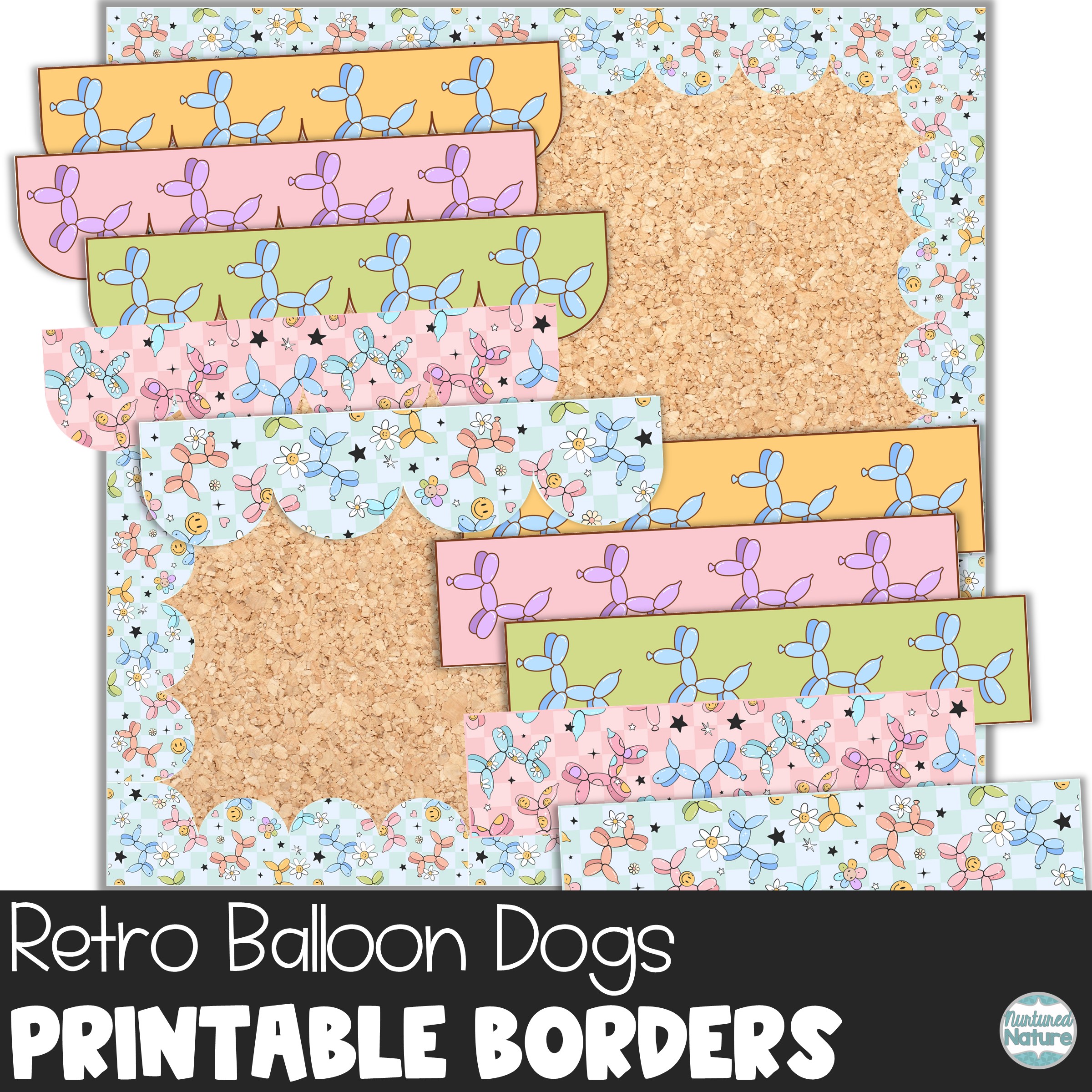 Birthday Bulletin Board Borders - Groovy Retro Balloon Dog - Printable ...