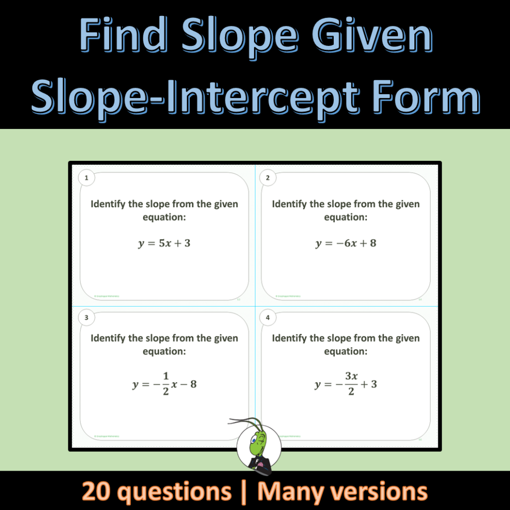 Slope Intercept Form Find Slope Algebra 1 Task Cards | Google Forms and ...