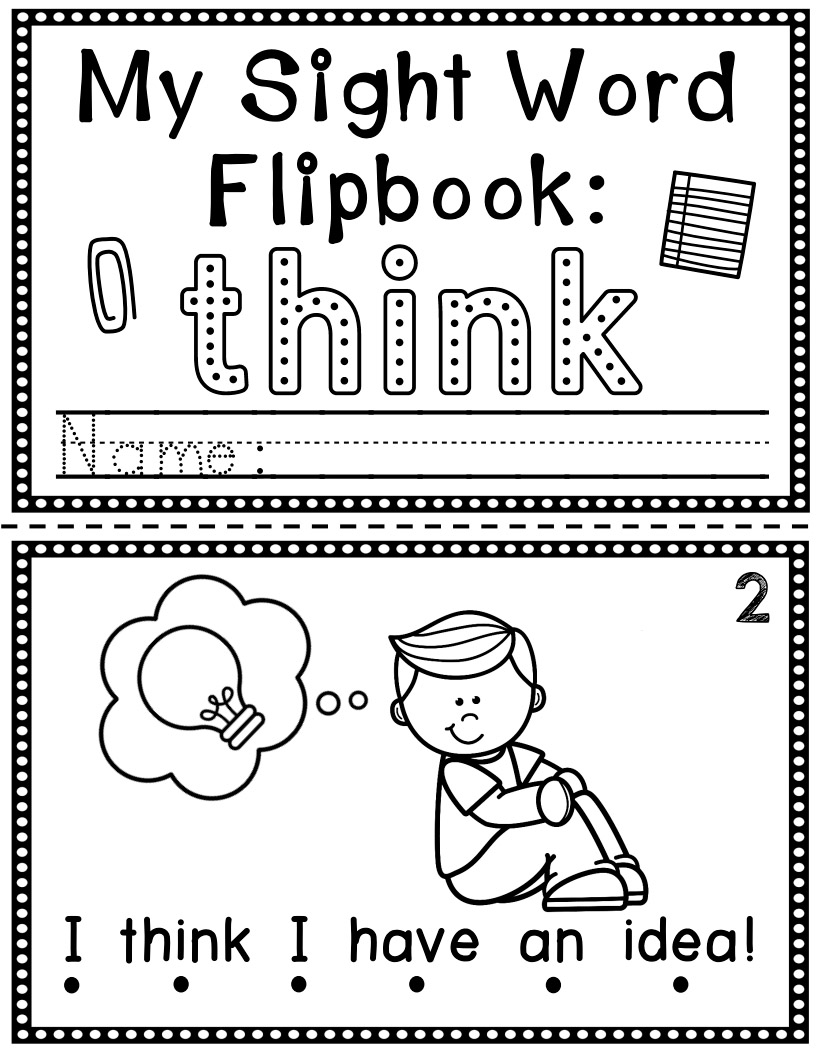 Sight Word Flip Book (Flipbook) - THINK | Made By Teachers
