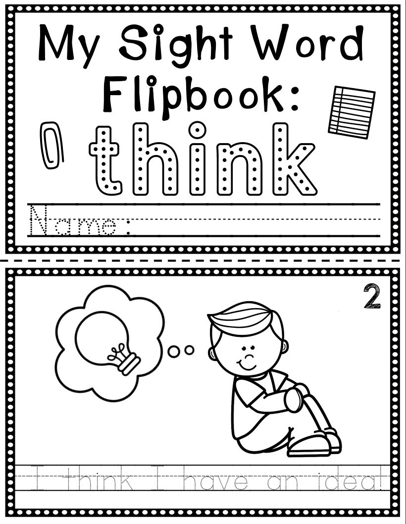Sight Word Flip Book (Flipbook) - THINK | Made By Teachers