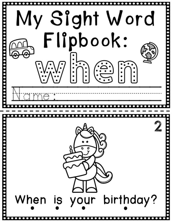 Sight Word Flip Book (Flipbook) - WHEN - Made By Teachers