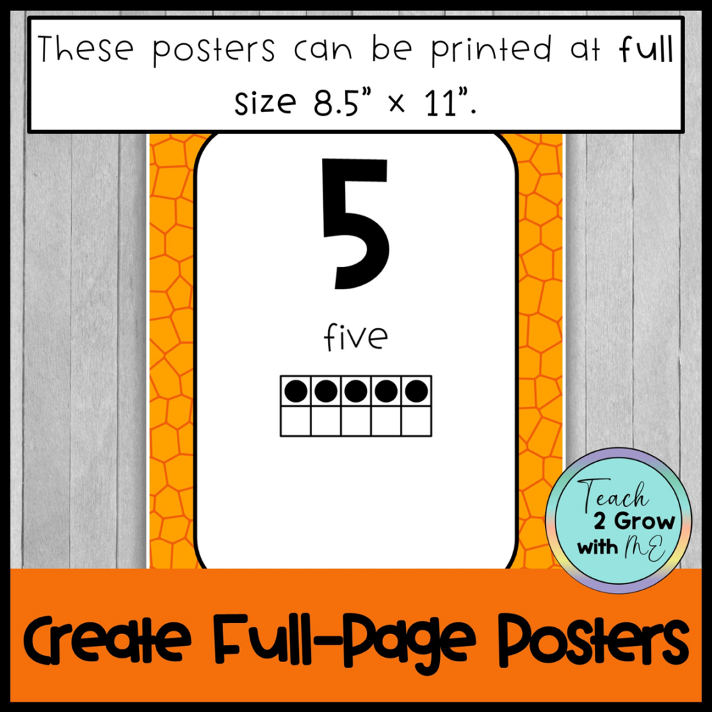 Number Posters 0-30 with Ten Frames Dinosaur Theme Classroom Decor Set ...