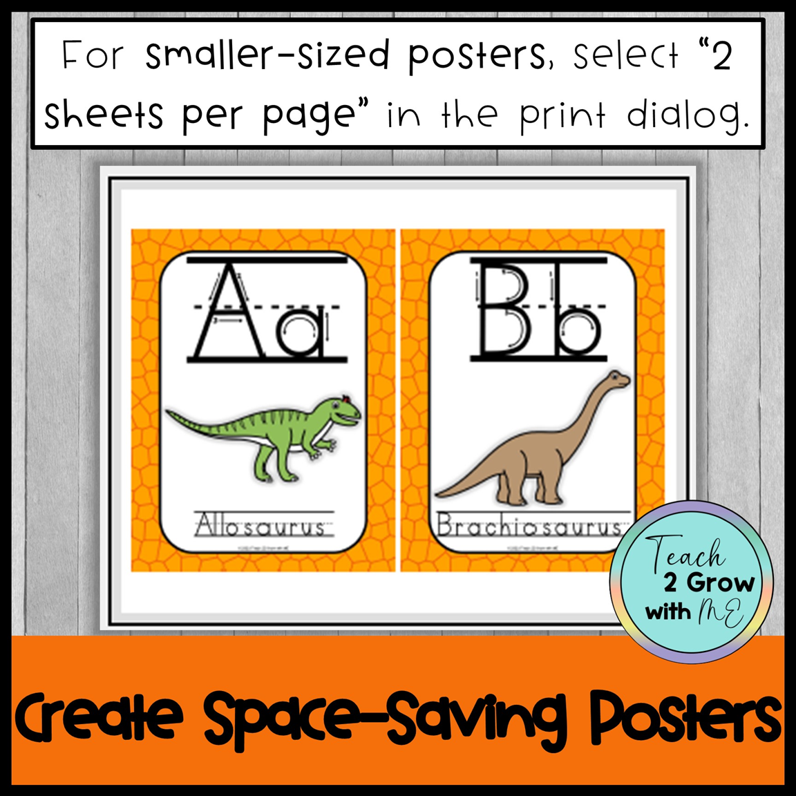 Alphabet Posters Dinosaurs A-Z with Orange Scales Border Classroom ...