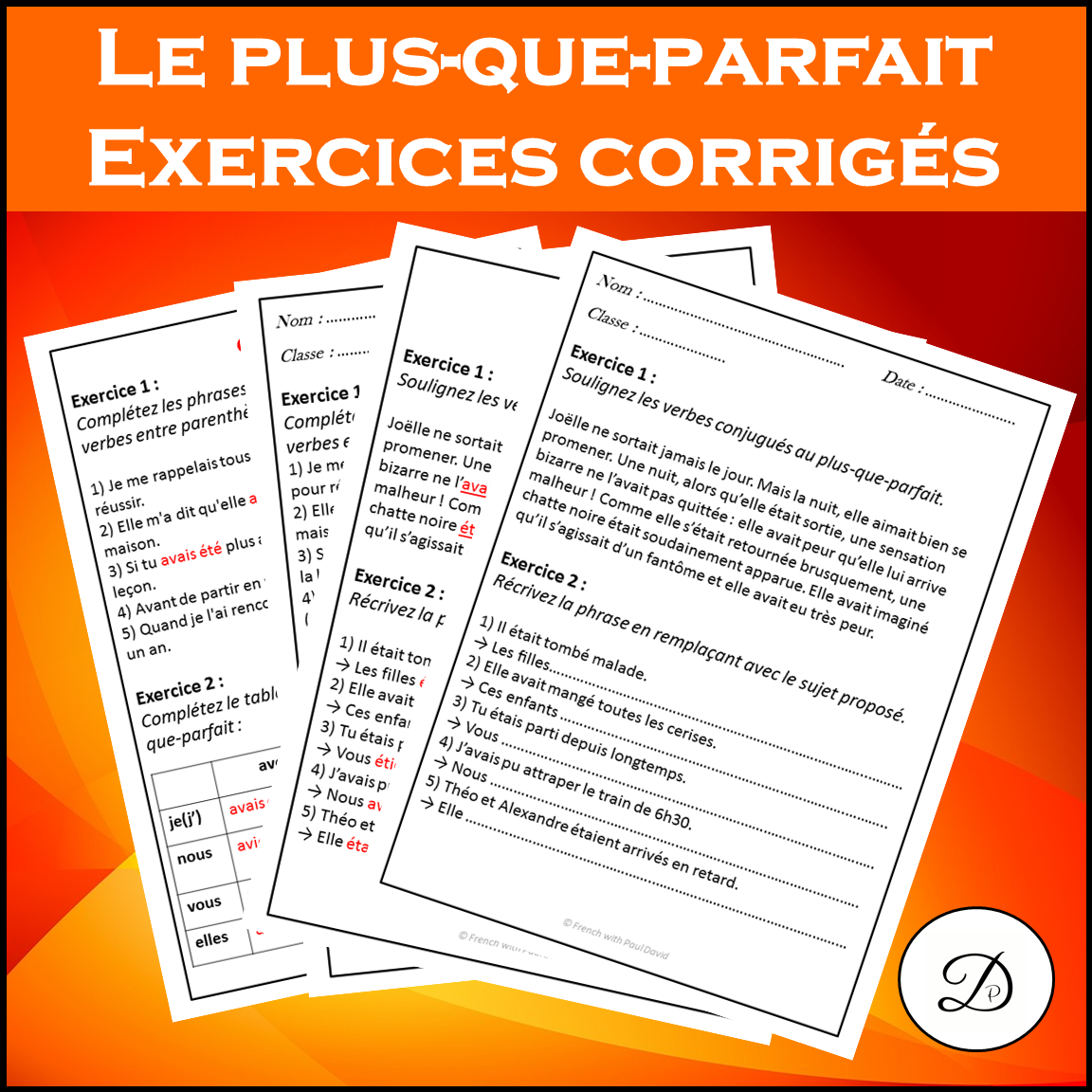 Le plus-que-parfait - Explications et exercices / FRENCH PLUPERFECT ...