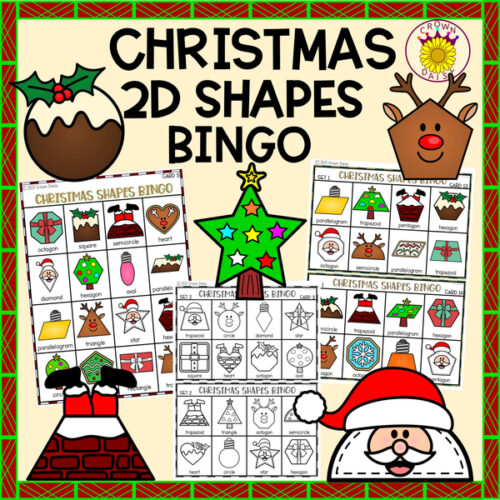 2D Shapes Bingo Game for Christmas | Made By Teachers