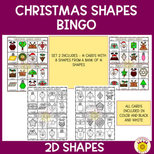2D Shapes Bingo Game for Christmas | Made By Teachers