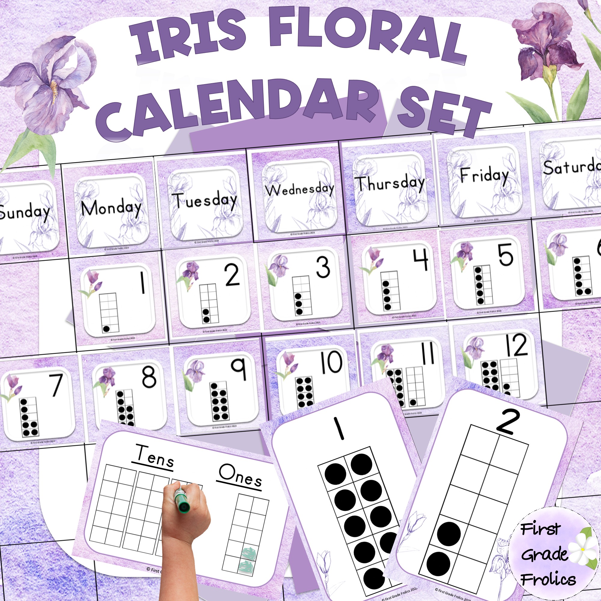 Iris Floral Calendar Set | Made By Teachers