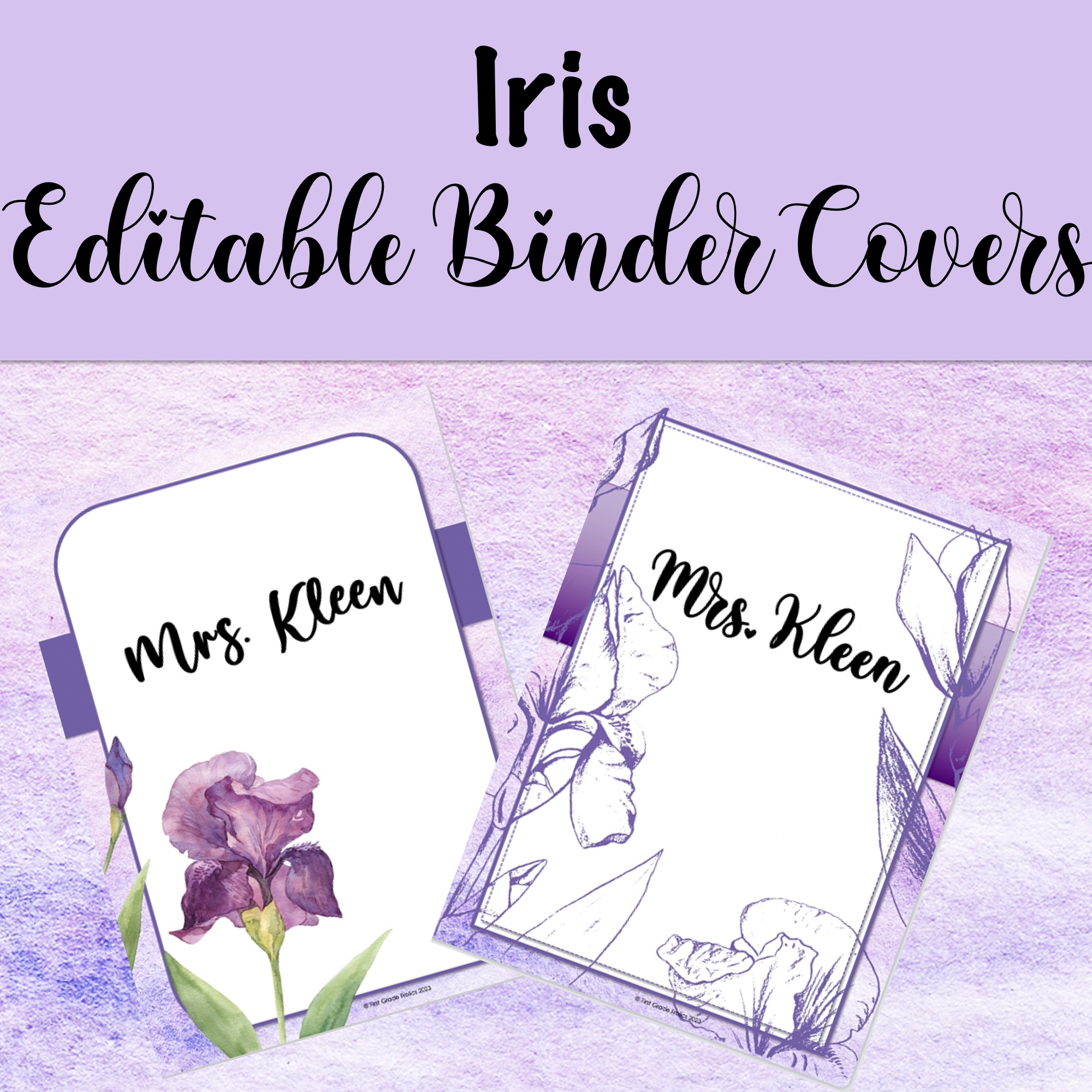 Iris Floral Binder Covers and Spines Editable | Made By Teachers