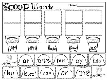 sight words ice cream | Made By Teachers